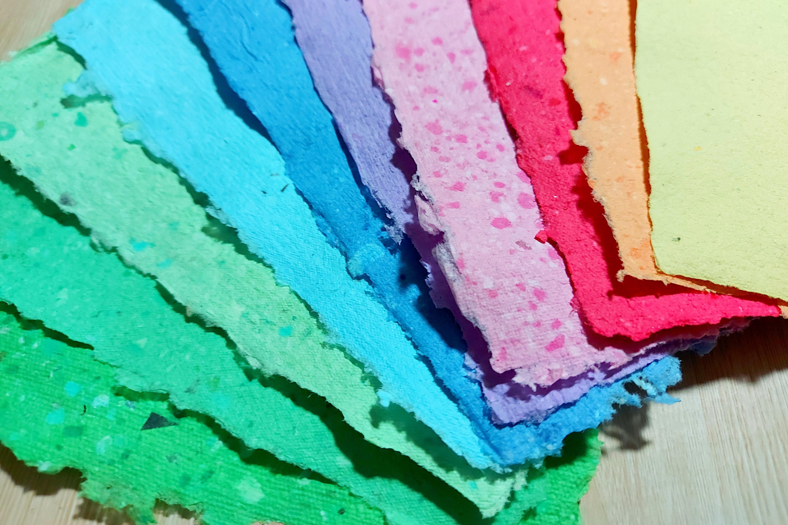 Rainbow Colours Handmade Paper Bundle, Recycled Paper for Crafts and ...