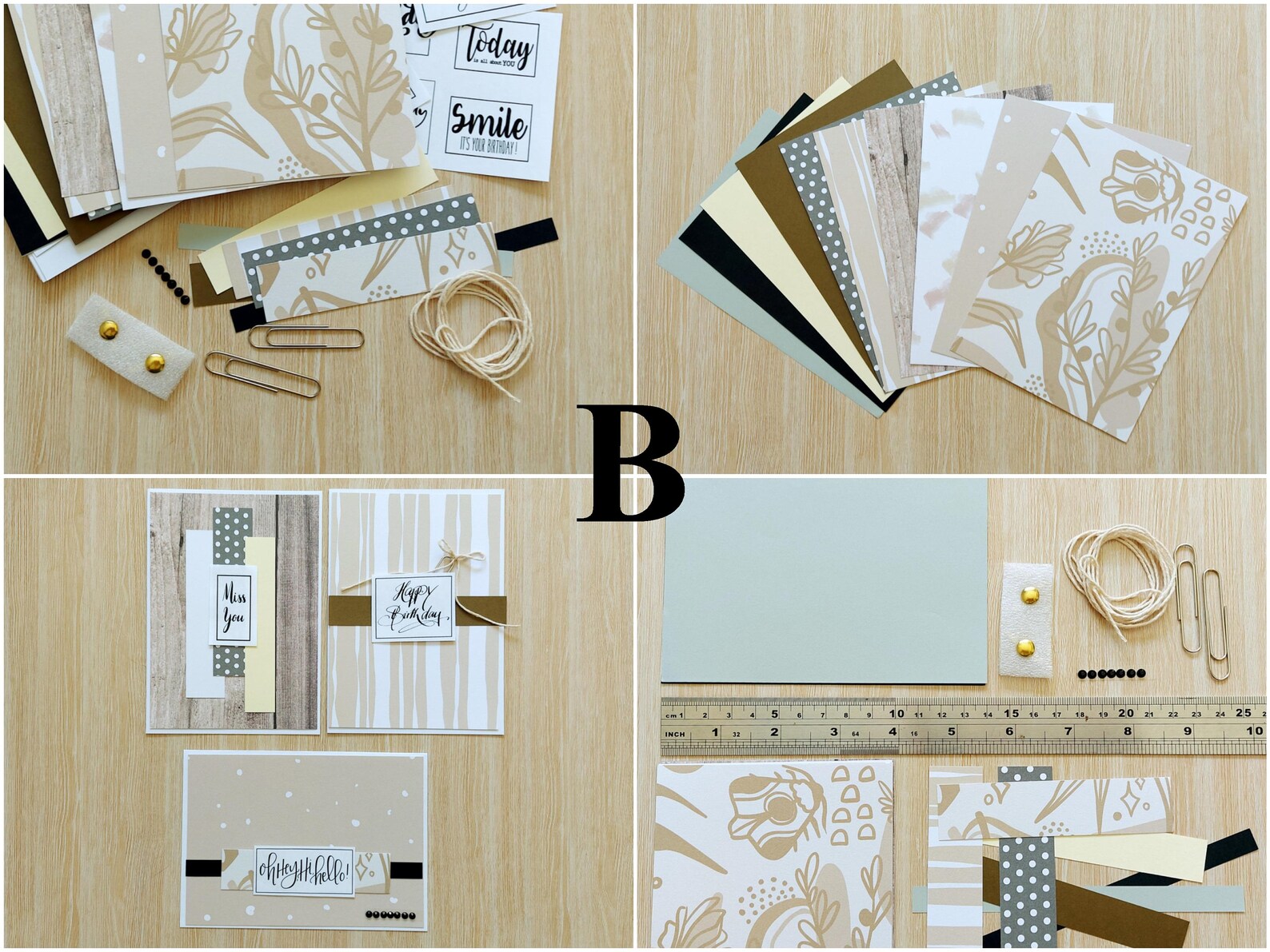 DIY Card Making Kit With Neutral Minimalist Abstract Designs (6 ...