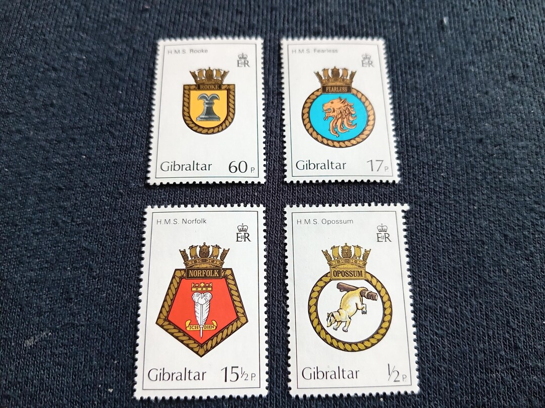 1982 Naval Crests Gibraltar Stamp Set - Etsy