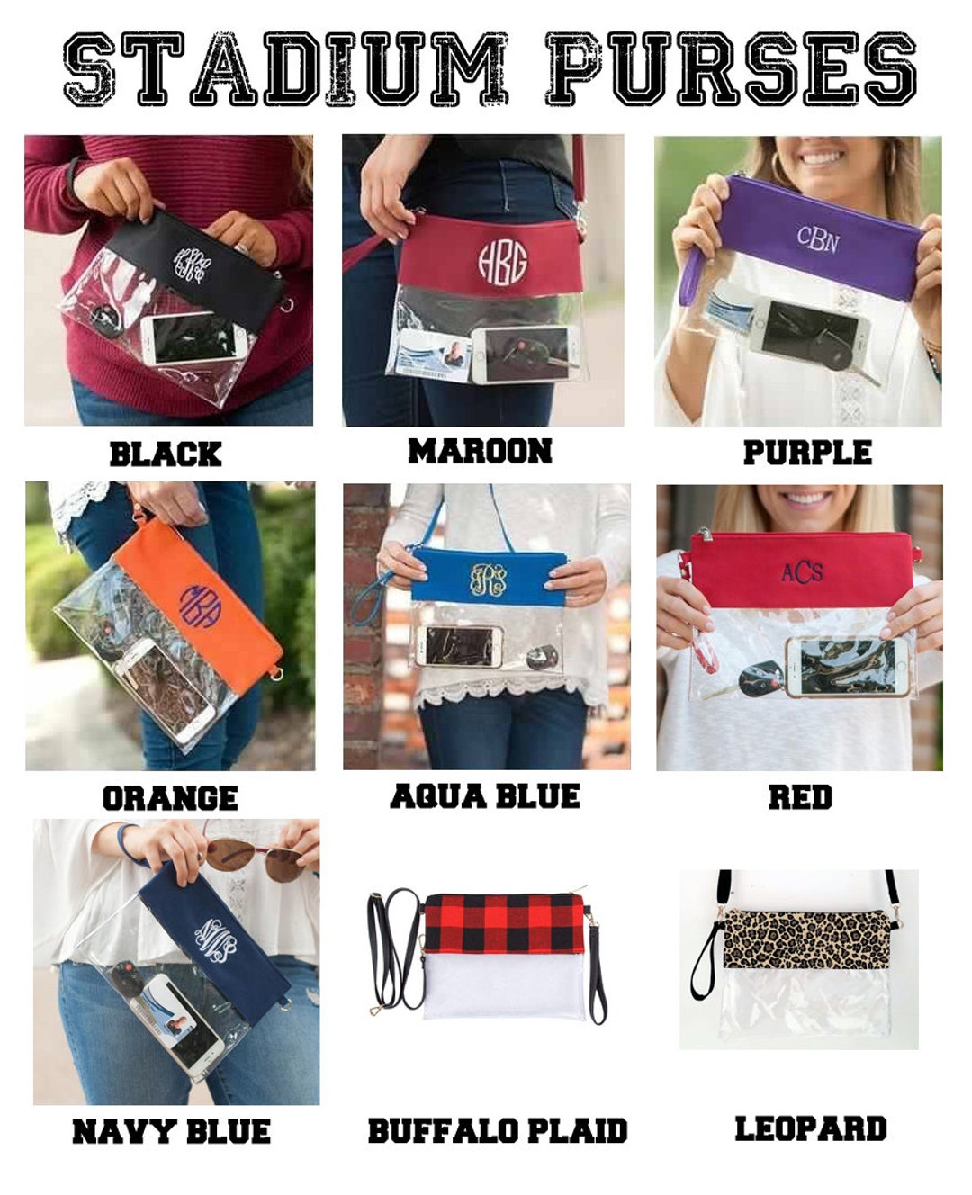 Clear Stadium Bags | Team Color Game Day Bag | Clear Game Day Bag ...