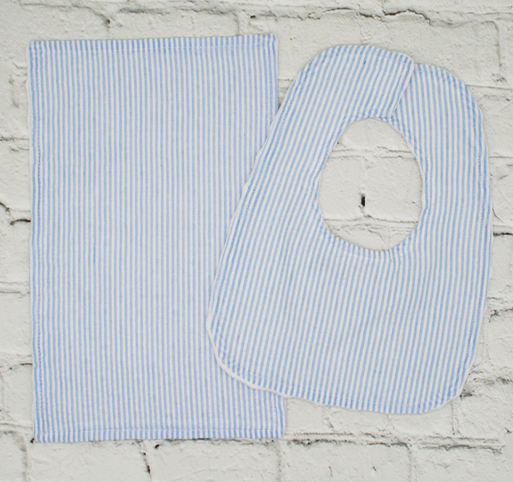 Seersucker Bib & Burp Cloth Sets | Monogram Blanks | Boutique Baby Gift ...