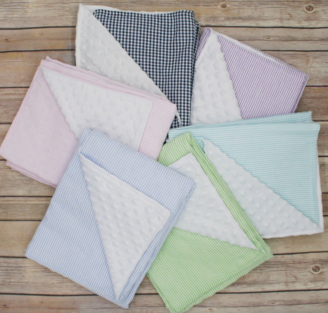 Seersucker & Minky Dot Baby Blanket | Monogram Baby Blanks | Baby ...