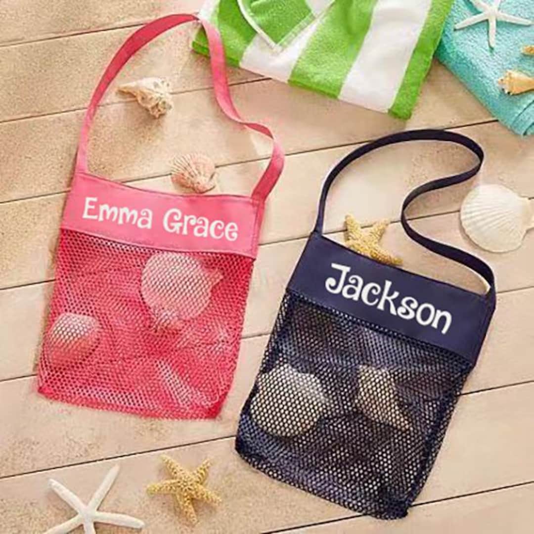 Custom Name Seashell Bag | Kid's Personalized Seashell Bag | Shell ...