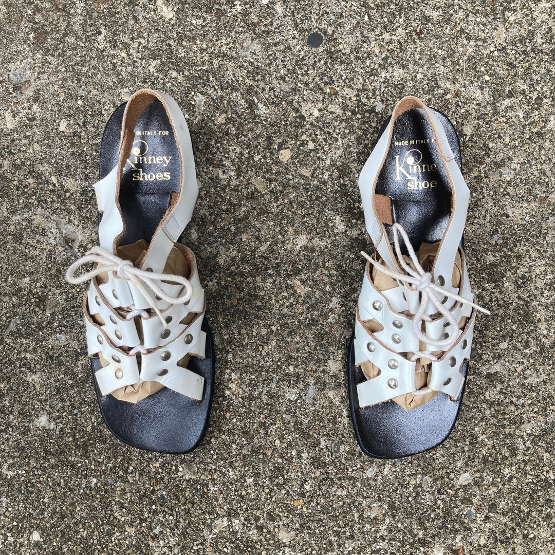 Size 6.5 M - 60s/70s Lace up Mod Sandals by KINNEY SHOES - Made in USA ...