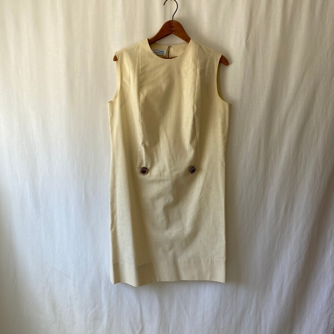60s/70s Cream Linen Shift Dress by VOGUE AMERICANA - Etsy