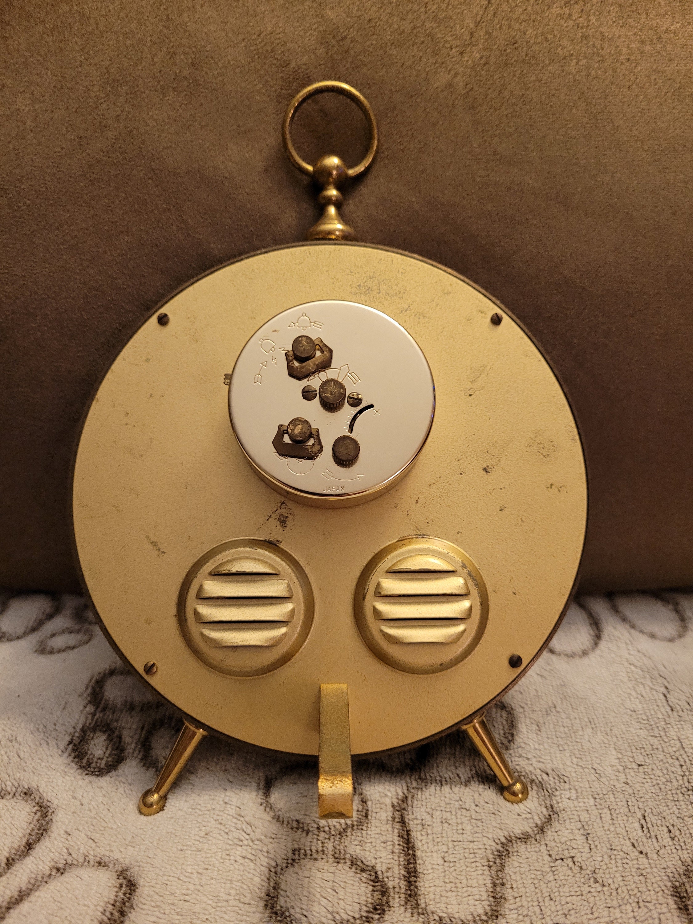 Bulova Weather Station Alarm Clock • Brass Windup Temperature ...