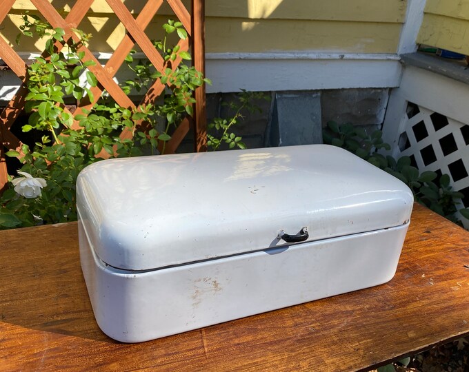 Antique Enamel Bread Box - Etsy