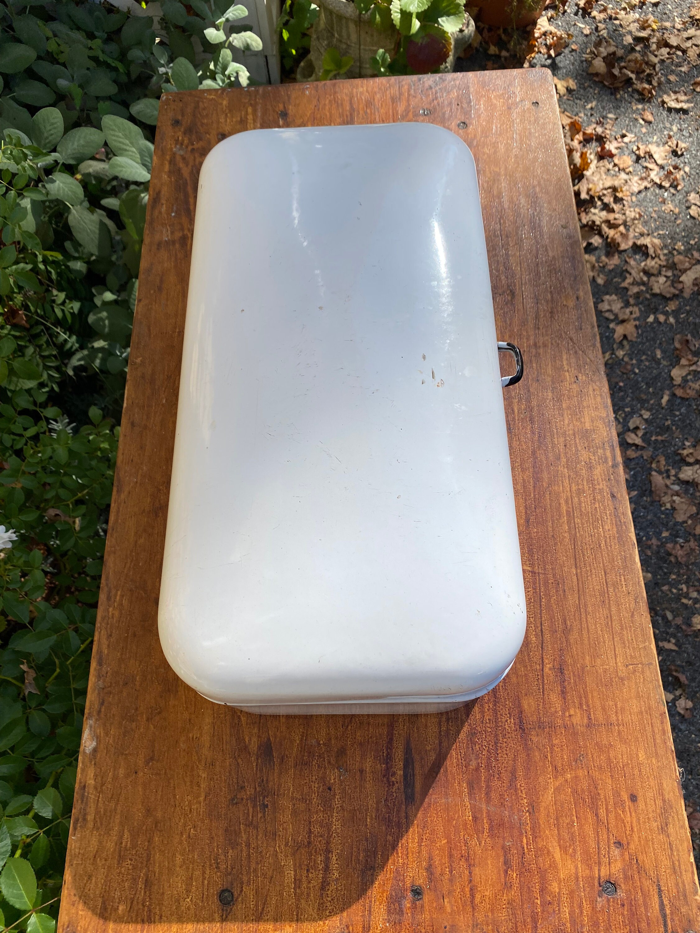 Antique Enamel Bread Box - Etsy