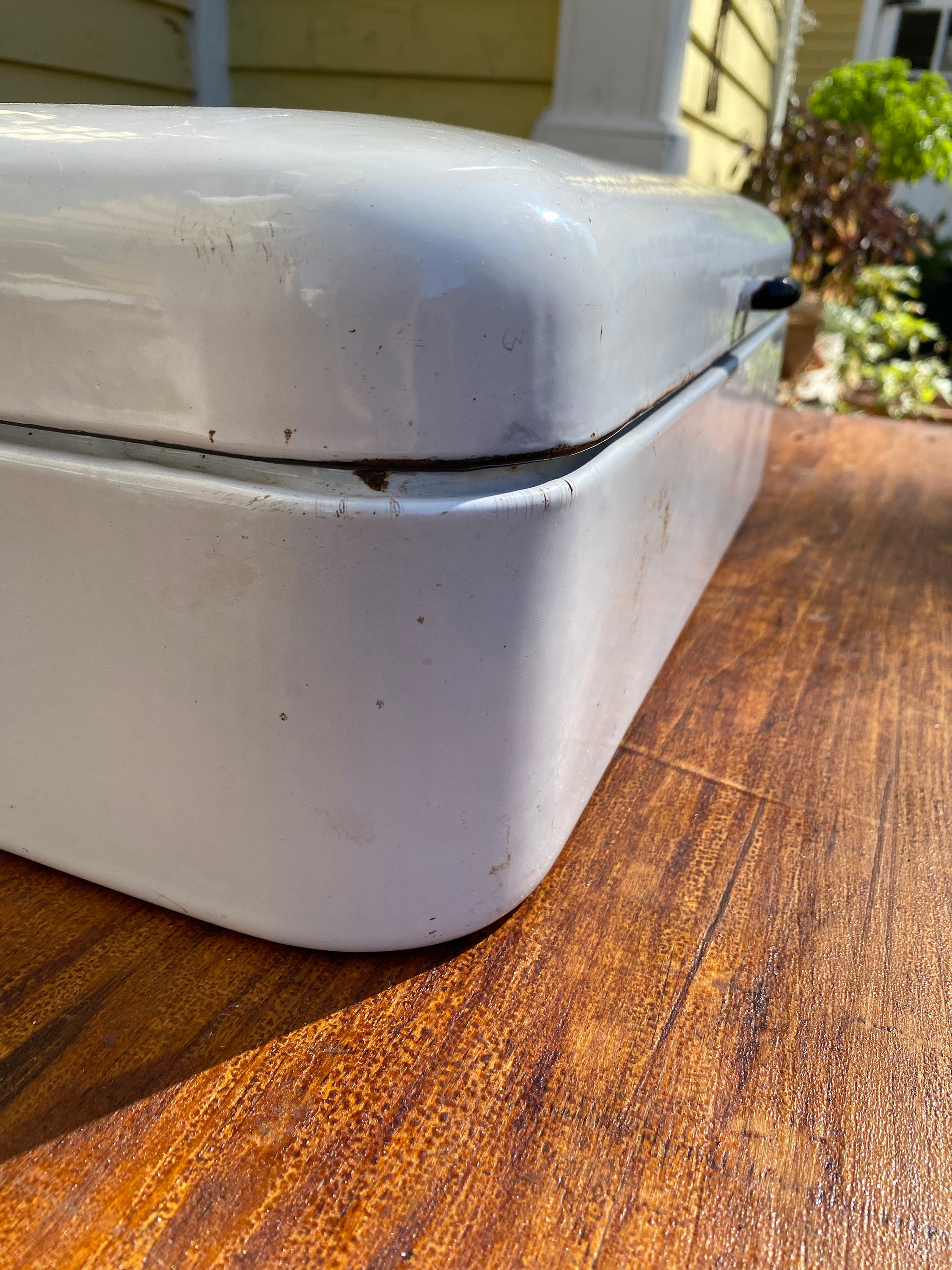 Antique Enamel Bread Box - Etsy