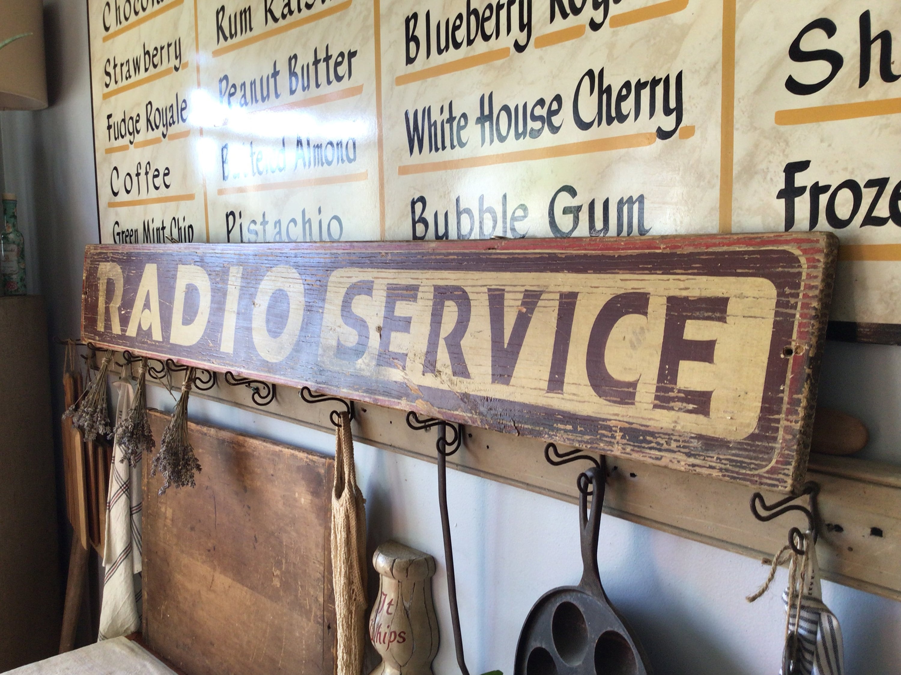 Antique Hand Painted Wood Sign / Radio Service - Etsy