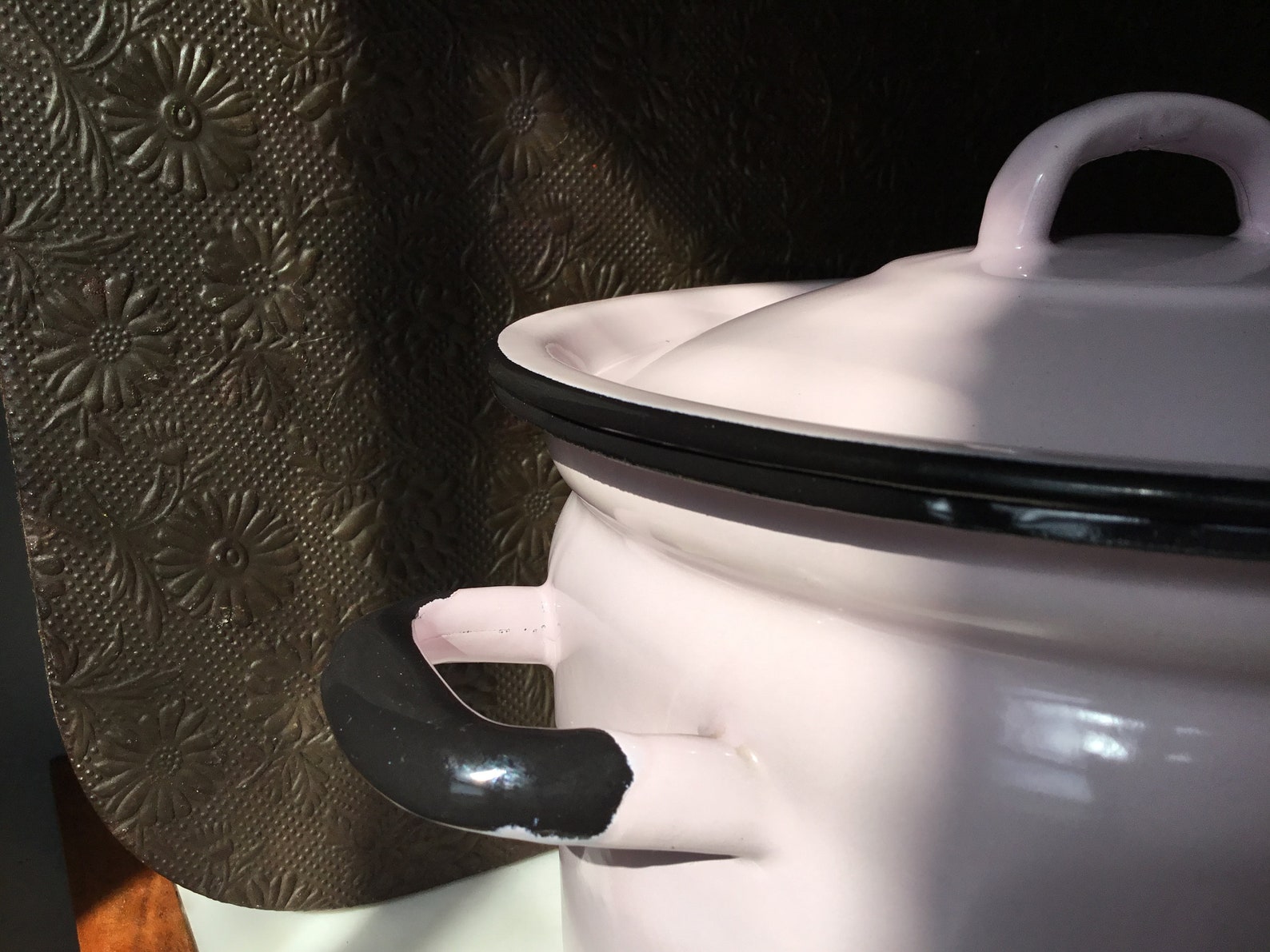 Vintage Pink Enamel Pot - Etsy