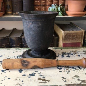 Antique Cast Iron Mortar and Pestle - Etsy
