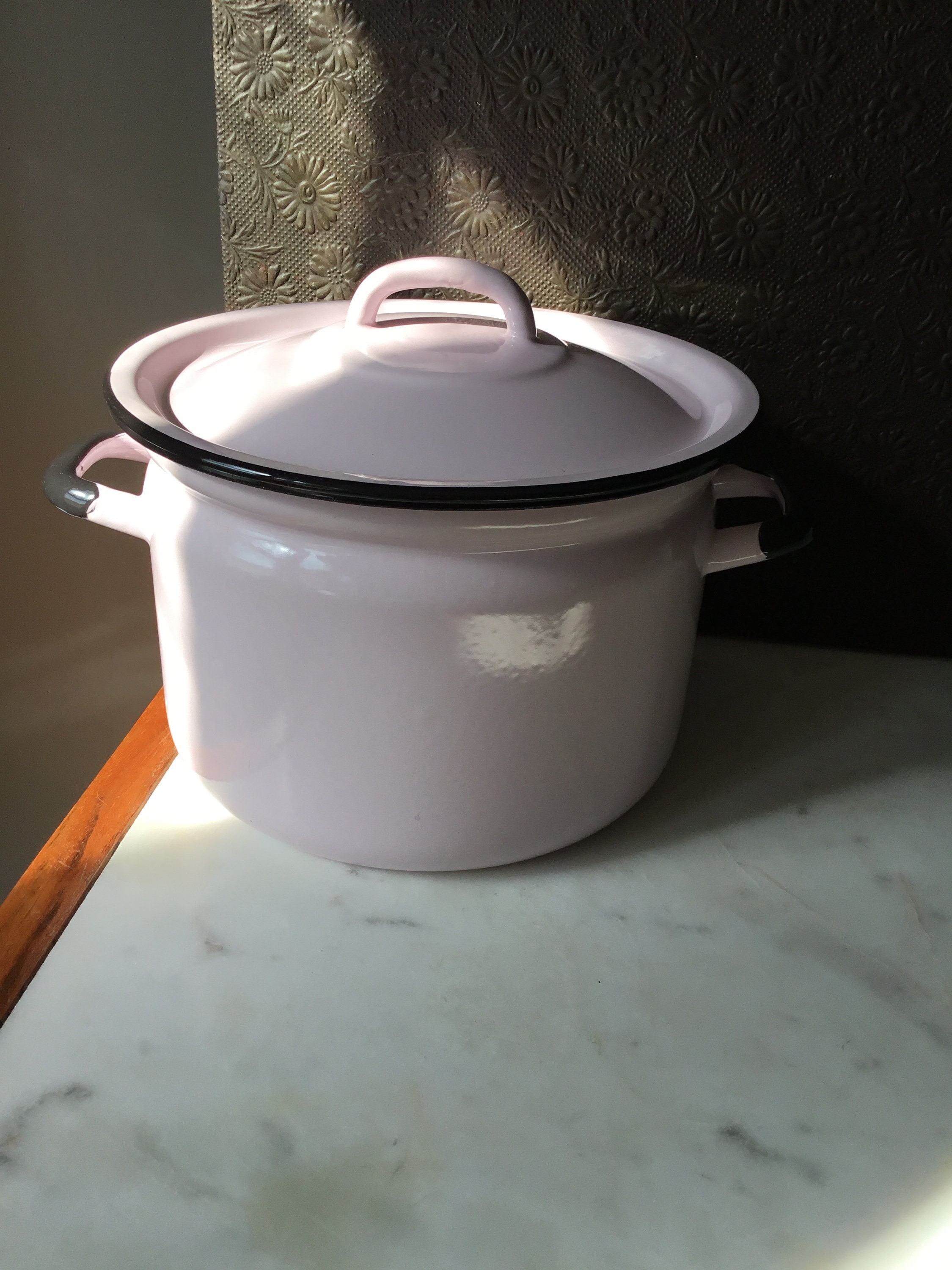 Vintage Pink Enamel Pot - Etsy