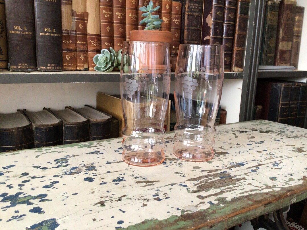 Pink Depression Iced Tea Glasses - Etsy