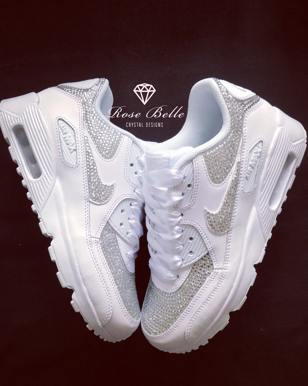 Wedding Bridal Nike Air Max 90s, Bride Nikes, Bling Trainers, Bridal ...