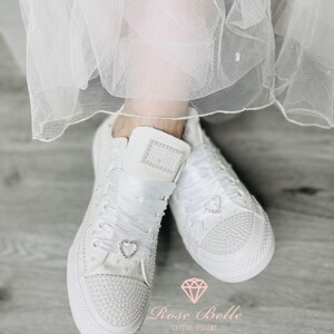 Wedding Bridal Custom White Converse, Crystals, Pearls, Personalised Bride Converse, Bride ...