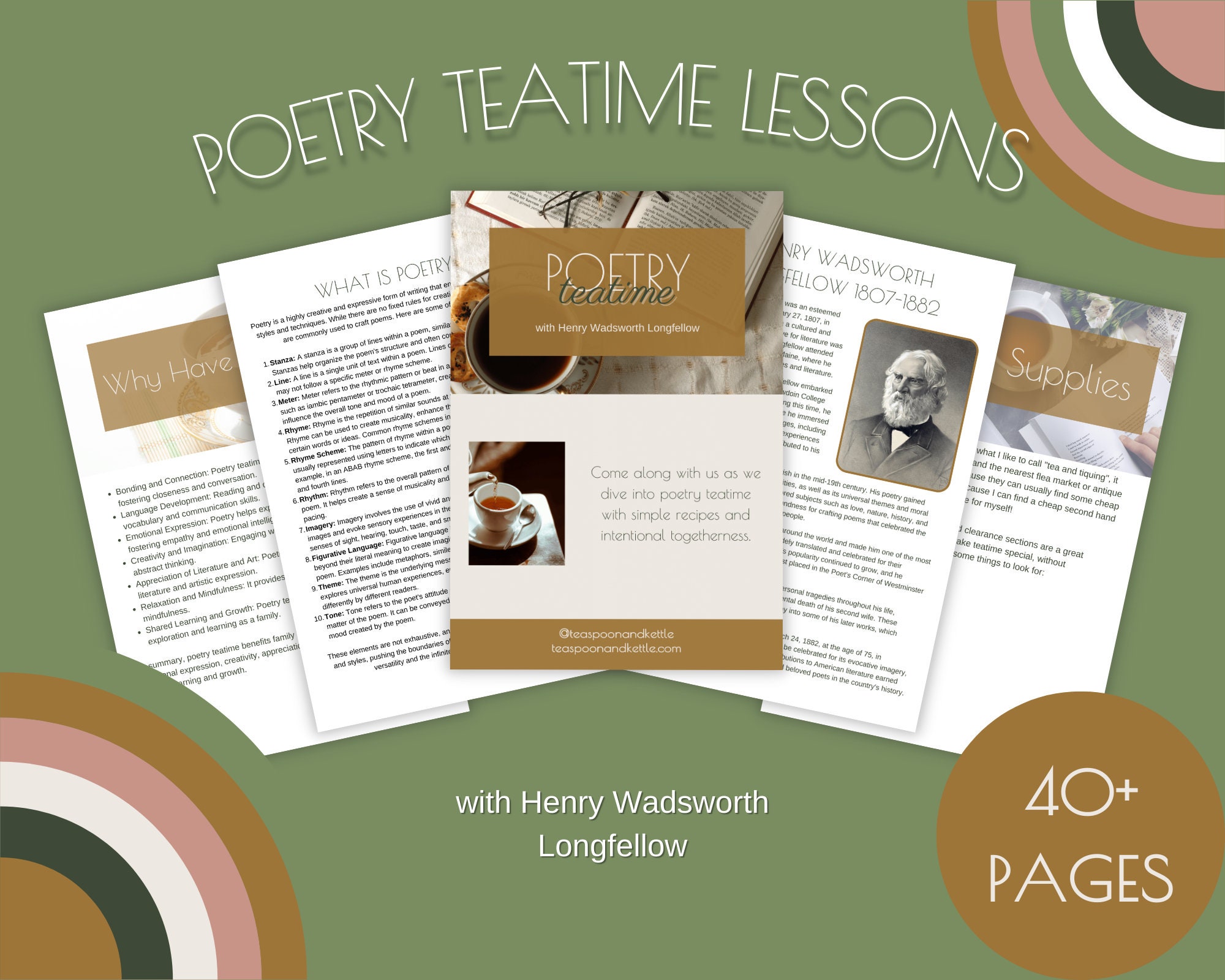 Printable Homeschool Lessons Poetry Teatime Course Longfellow - Etsy