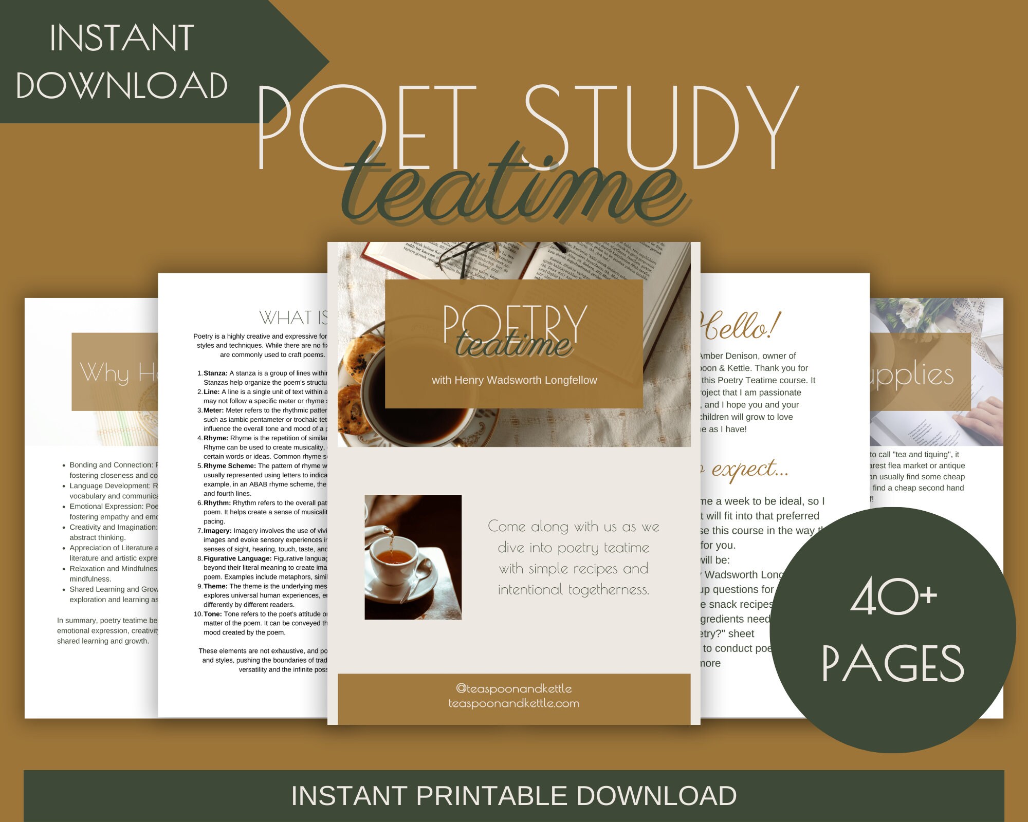 Printable Homeschool Lessons Poetry Teatime Course Longfellow - Etsy
