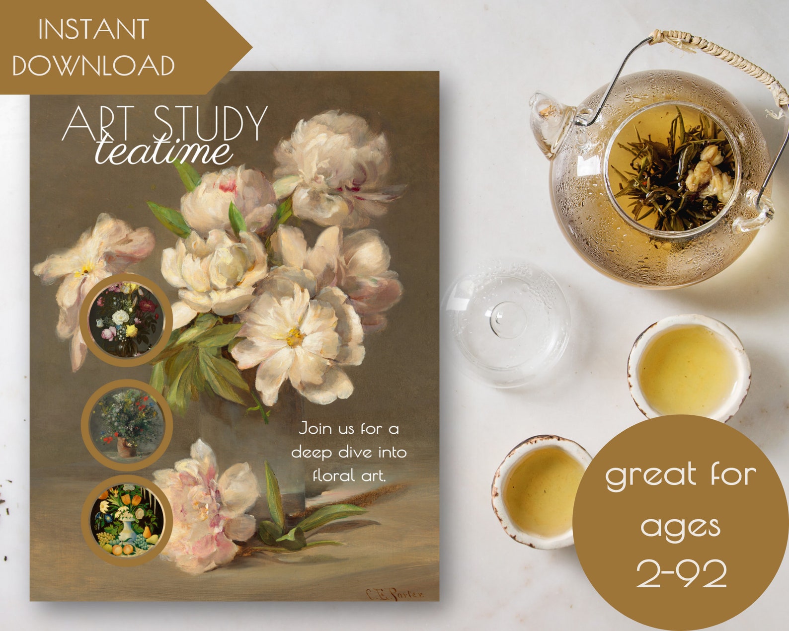 Printable Homeschool Art Study Charlotte Mason Teatime Floral Art Study ...