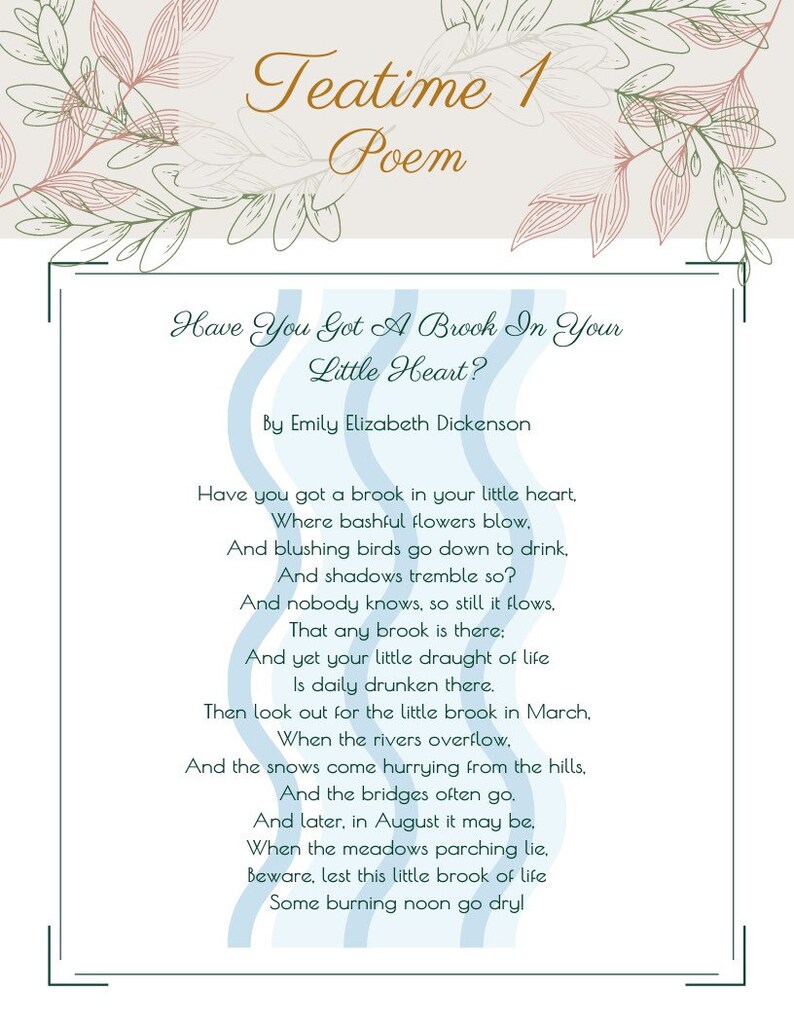 Table Manners & Poetry Teatime Lessons, Homeschool Printable (PDF) - Etsy