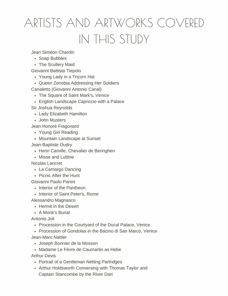 Printable Homeschool Artist Study Charlotte Mason Teatime Course ...