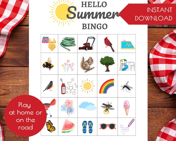 Summer Bingo Cards, Summer Vacation Bingo, Camp Party Bingo, Summer ...