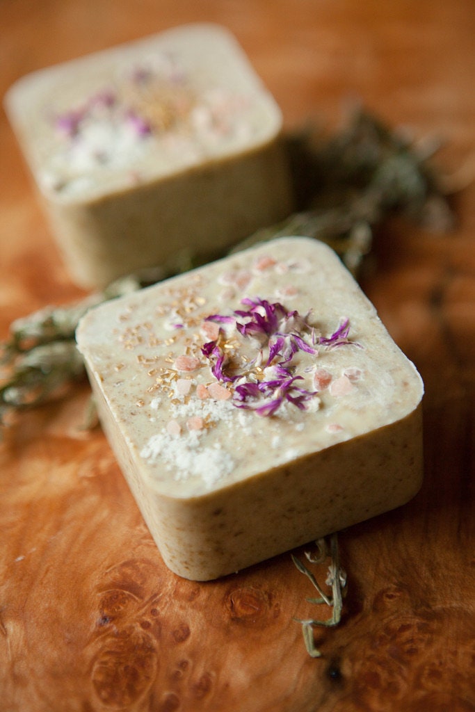 Herbal Sea Salt Soap. Mugwort and Hemp Seed Oil Clarifying Soap. Goat ...