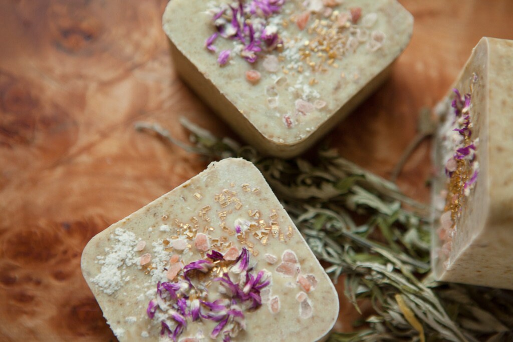 Herbal Sea Salt Soap. Mugwort and Hemp Seed Oil Clarifying Soap. Goat ...