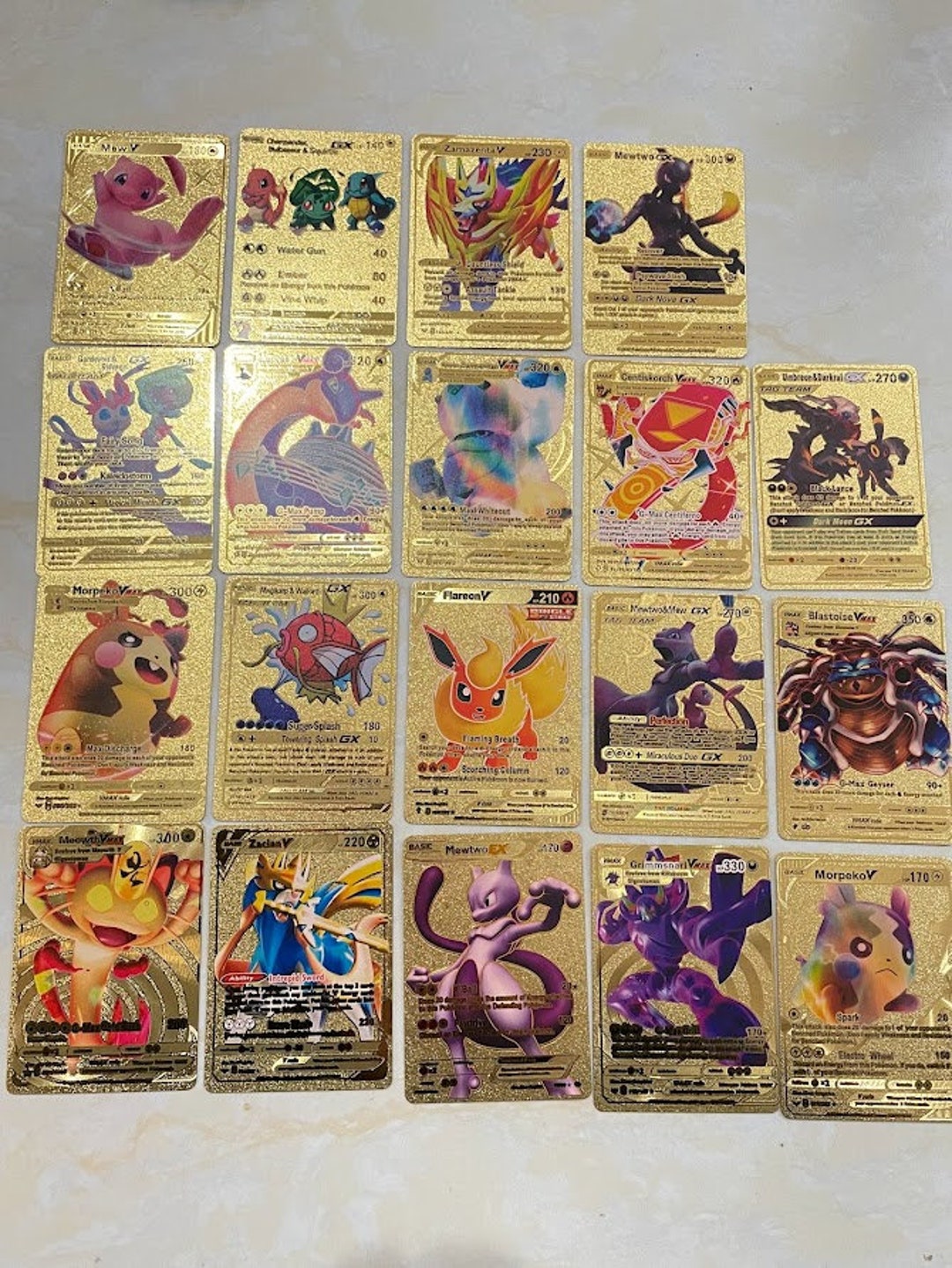 Powerful Pokemon Gold Foil Cards TCG Deck Vmax Gx Ex Vx 55 No Duplicate ...