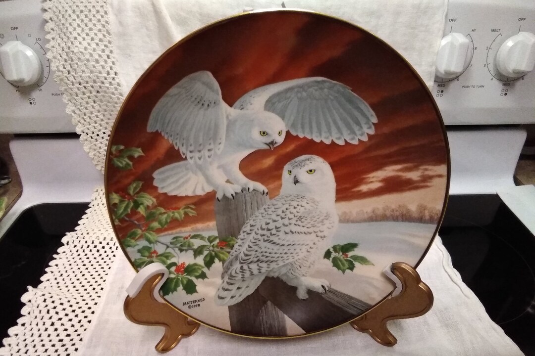 Snowy Owls Christmas Collector Plate, Jay Matternes 1978 Limited ...