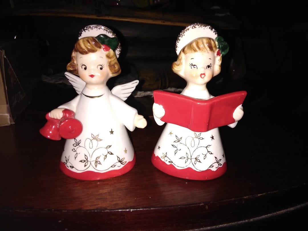 2 Napco Christmas Angels Bells, Each Approx. 4" Inches Tall, Marked 3bx ...