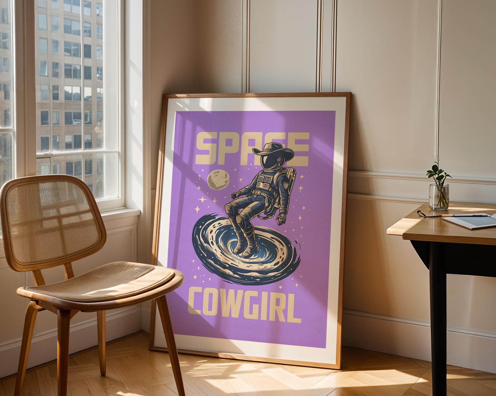 Space Cowgirl Retro Vintage Wall Art Cool Decor Western Purple ...