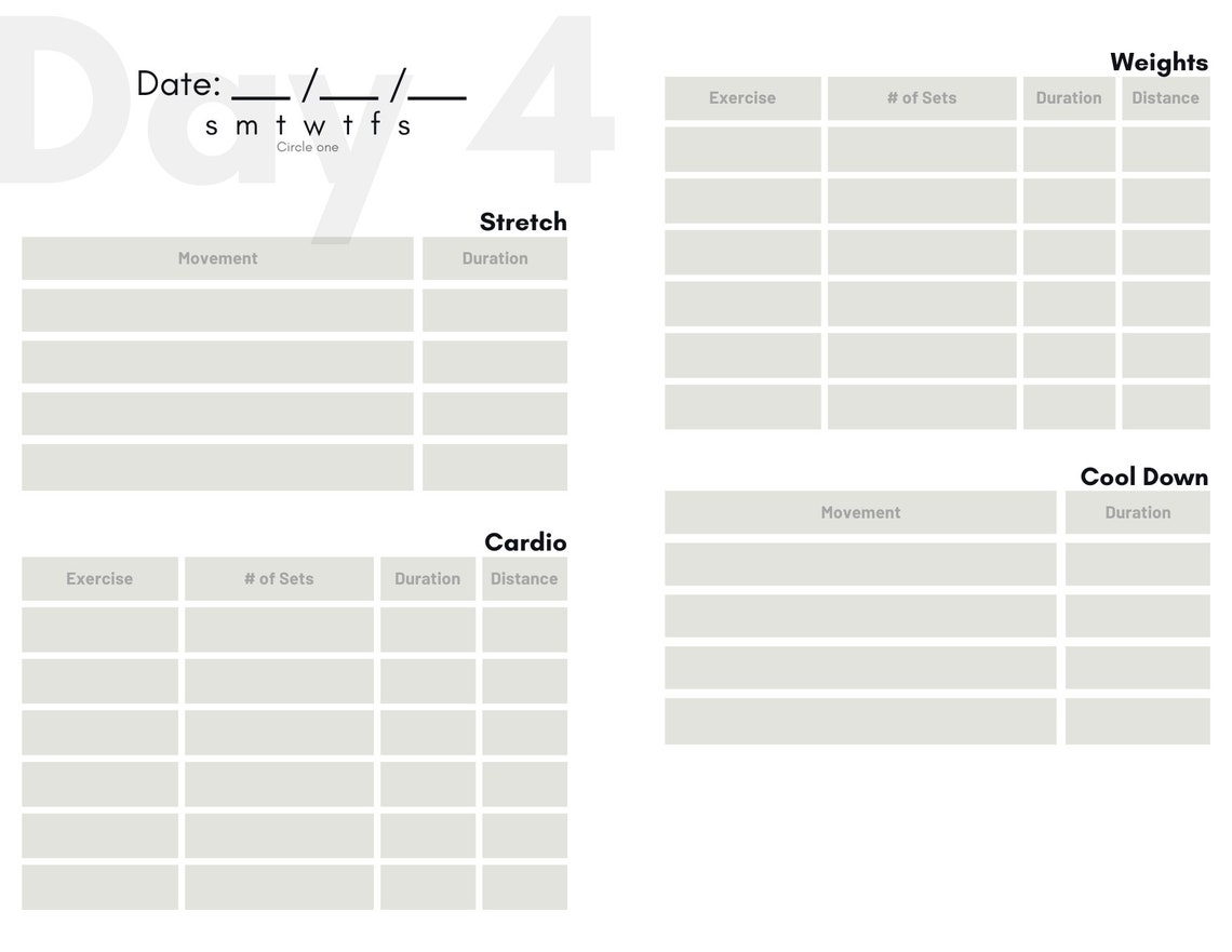 30-day Workout Planner: Digital PDF Booklet for Fitness Goals - Etsy
