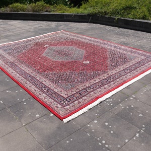 Bidjar Rug Vintage 13 X 10 Ft / 390 X 302 Cm Red Blue Grey Persian ...
