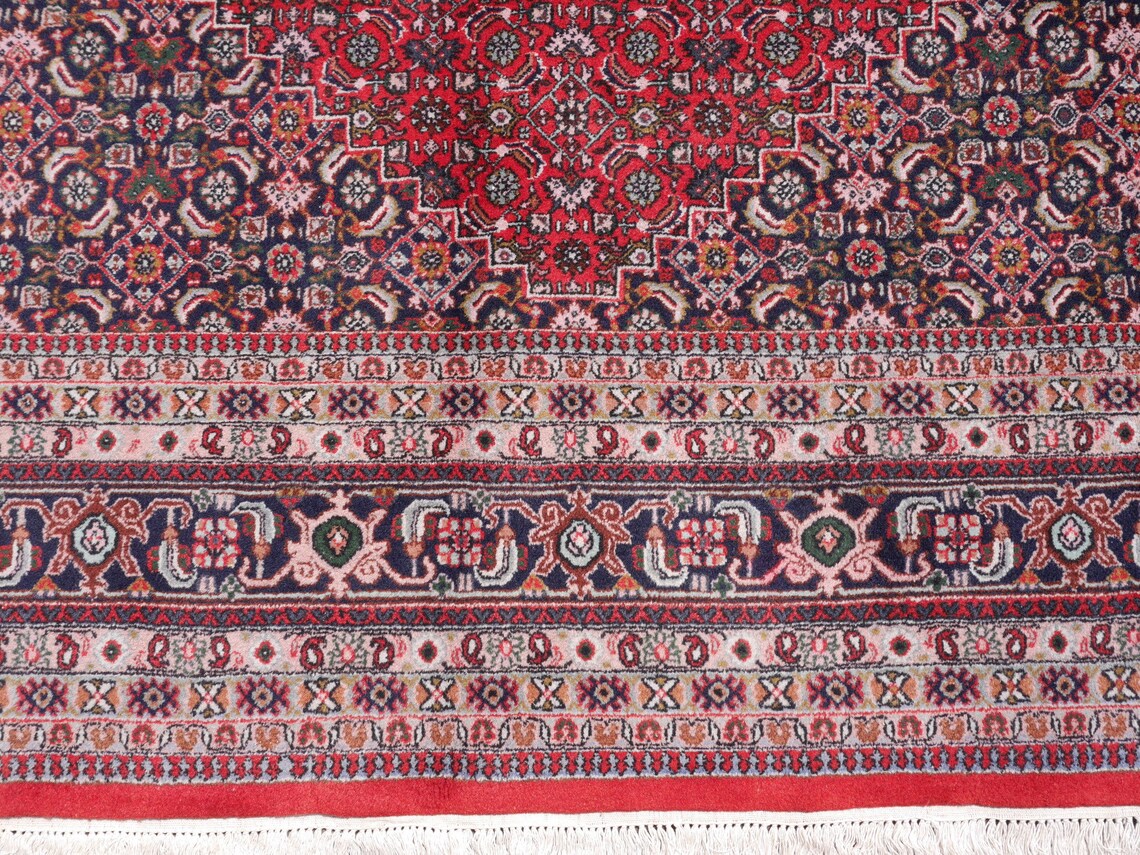 Bidjar Rug Vintage 13 X 10 Ft / 390 X 302 Cm Red Blue Grey - Etsy