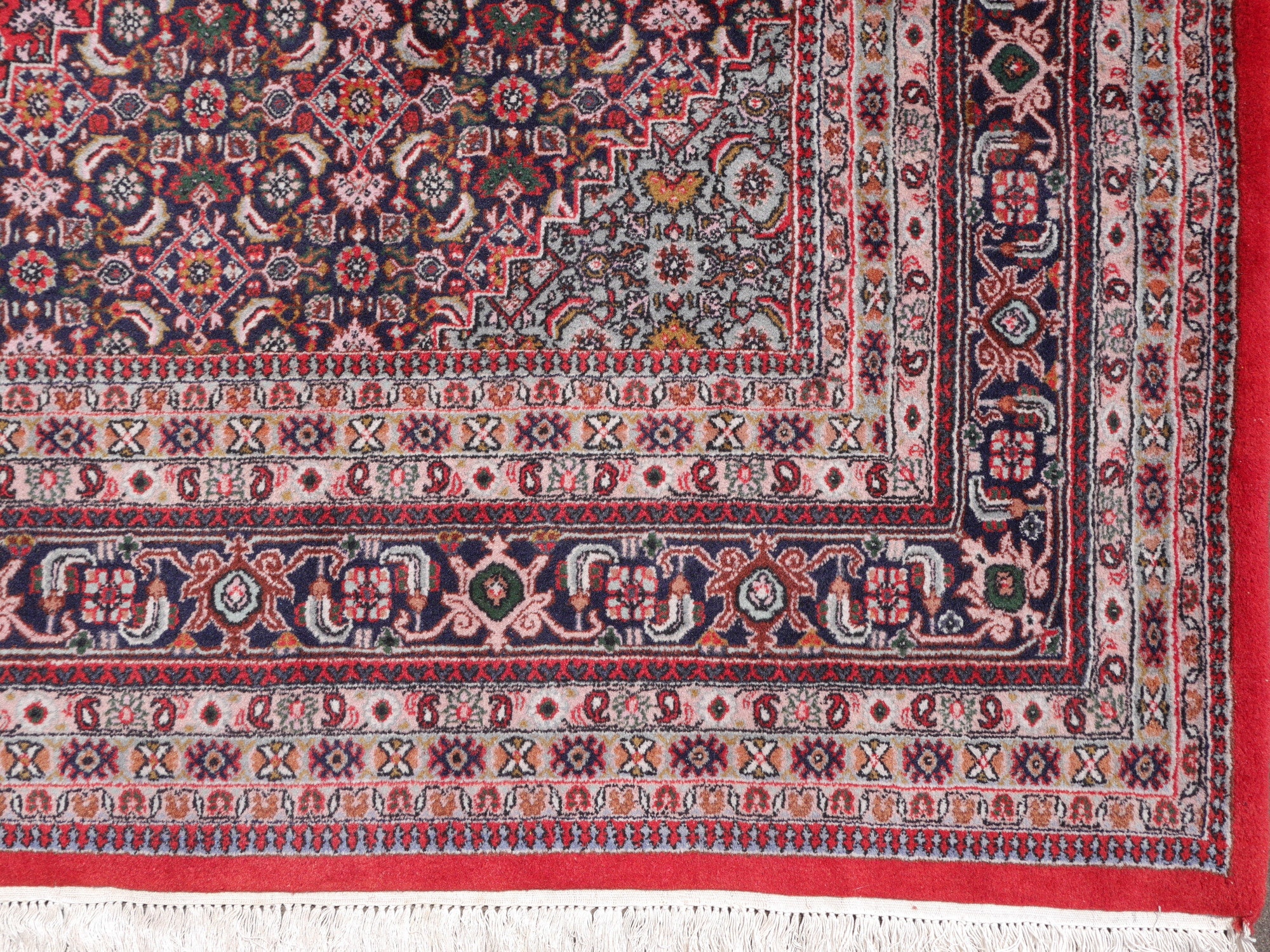 Bidjar Rug Vintage 13 X 10 Ft / 390 X 302 Cm Red Blue Grey - Etsy