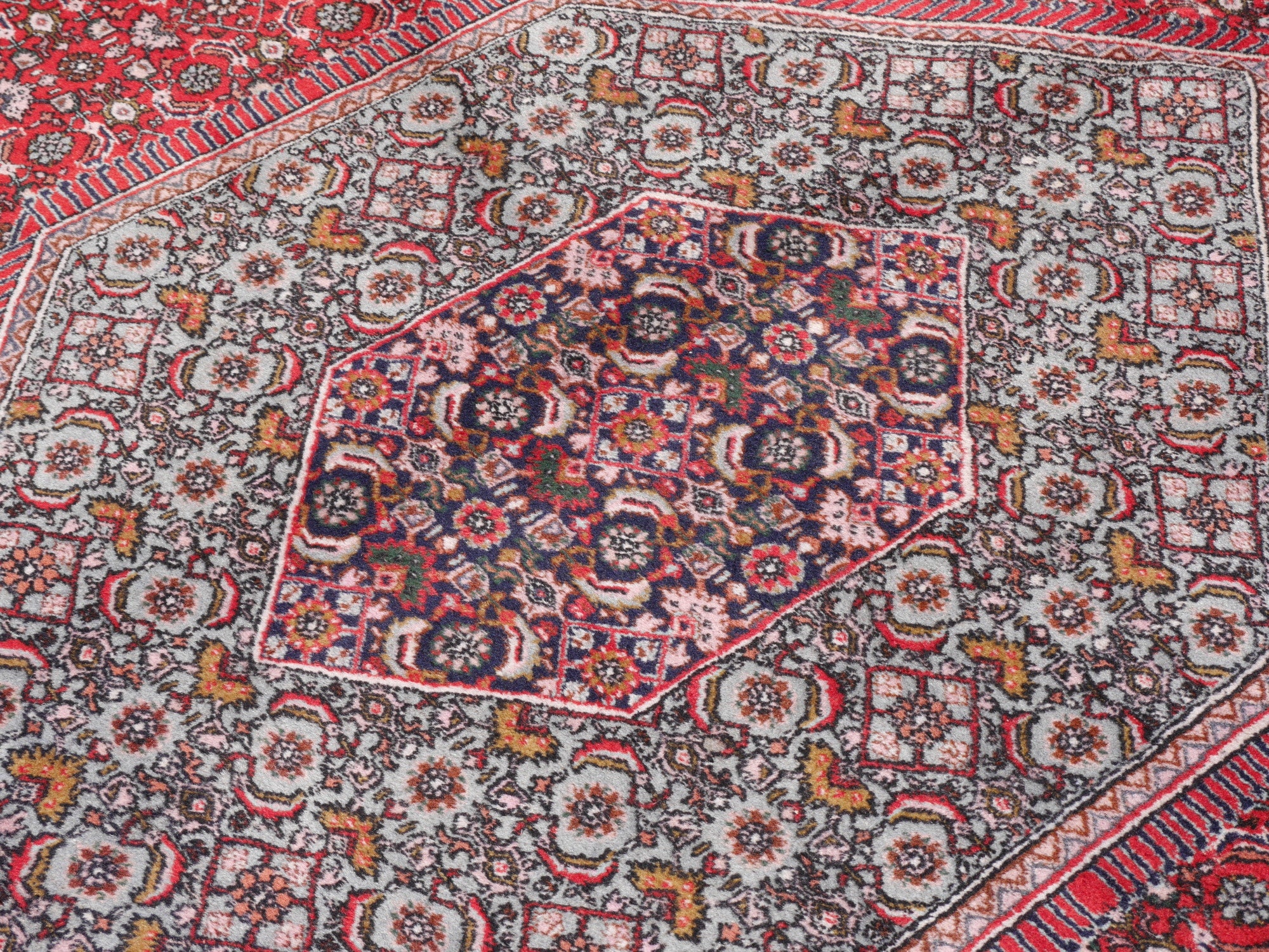 Bidjar Rug Vintage 13 X 10 Ft / 390 X 302 Cm Red Blue Grey - Etsy