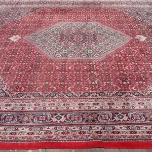 Bidjar Rug Vintage 13 X 10 Ft / 390 X 302 Cm Red Blue Grey Persian ...