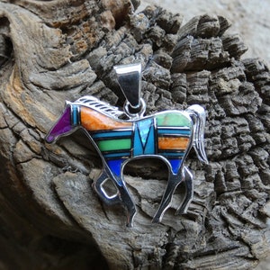 Horse Pony Stallion Southwestern Western Sterling Silver 925 Colorful ...