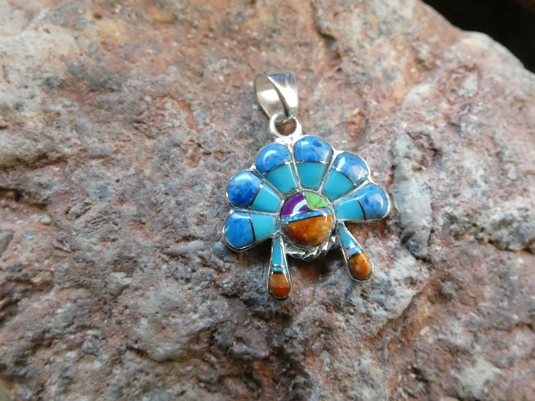 Gorgeous Zuni Sun God Colorful Multi Gemstone Mix & Opal Inlayed ...