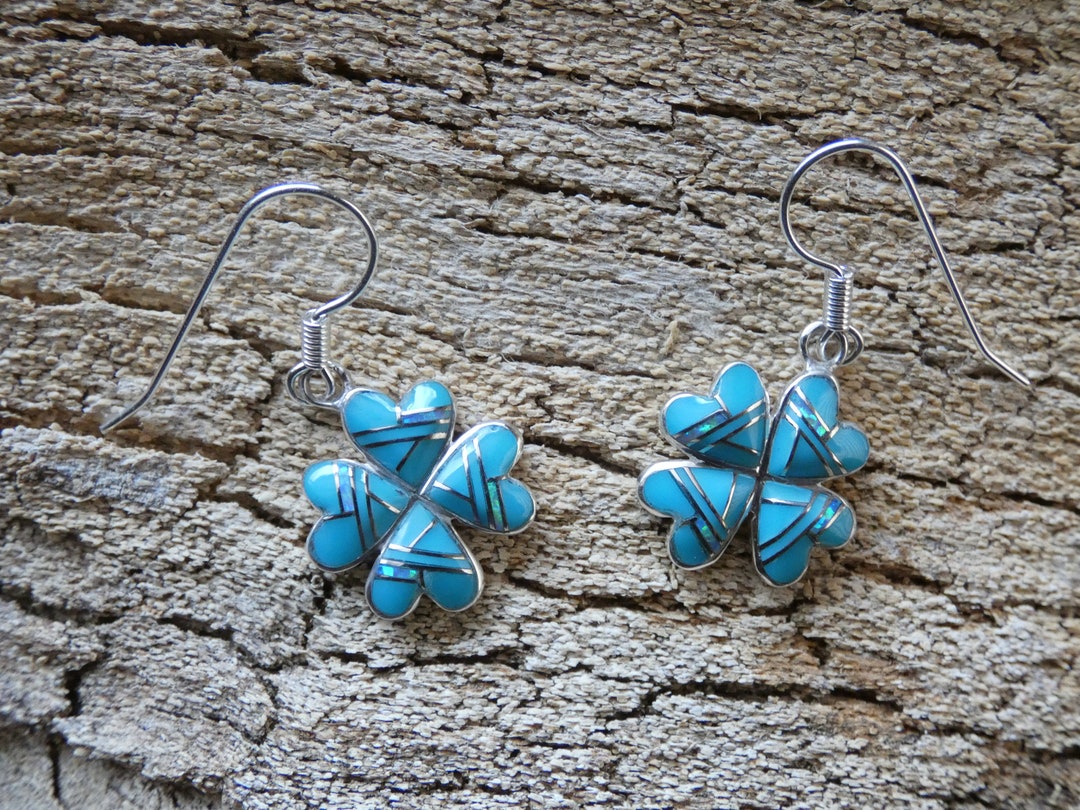 Four Leaf Clover Love and Luck Colorful Turquoise Gemstone & Opal ...