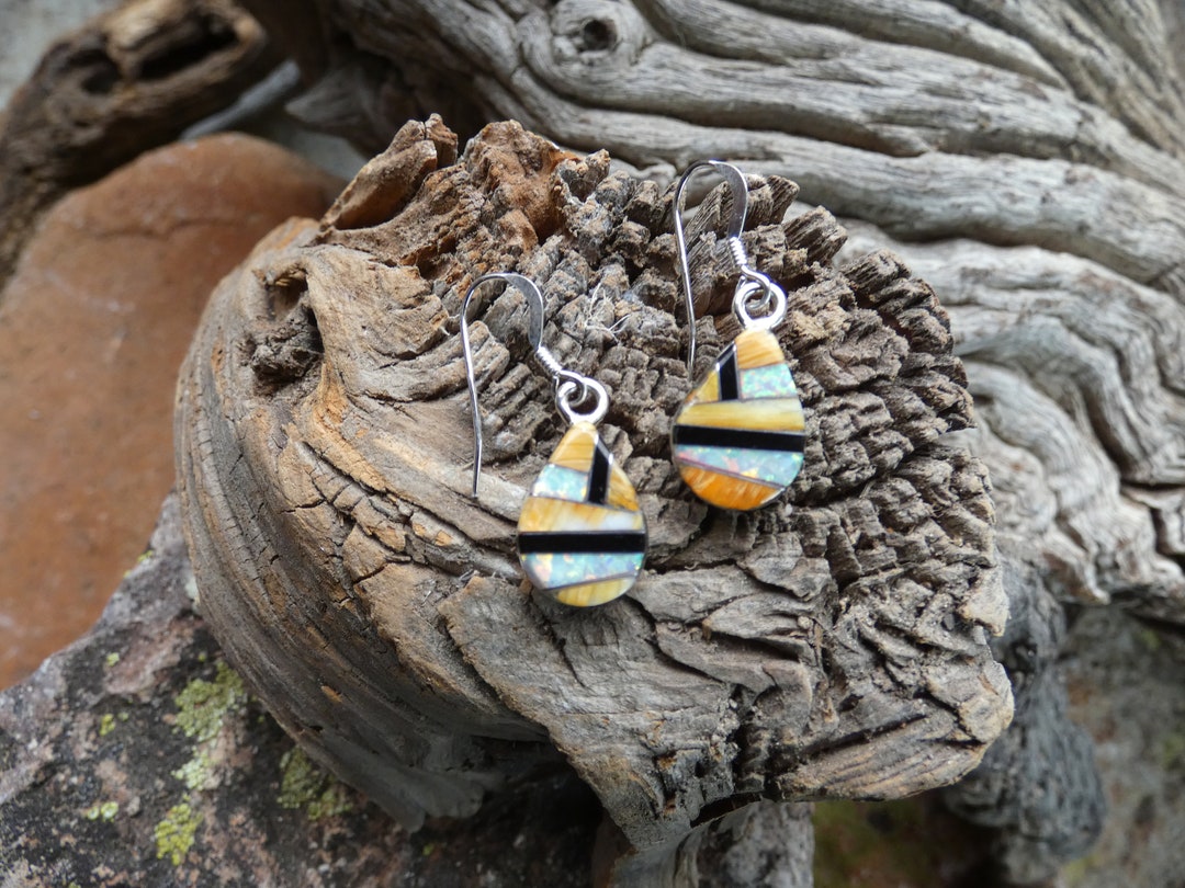 Spiny Oyster & Opal Southwestern Sterling Silver 925 Gemstone Inlayed ...