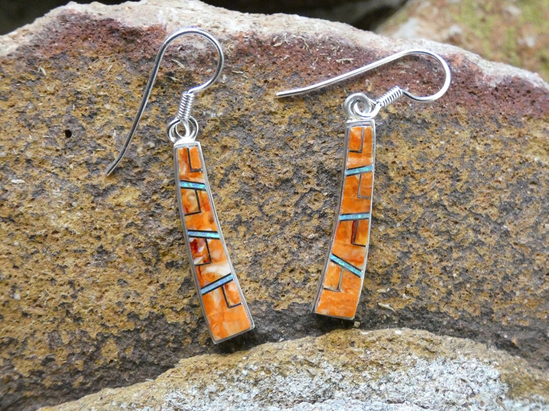 Spiny Oyster & Opal Gorgeous Color Sterling Silver Inlay French Wire ...