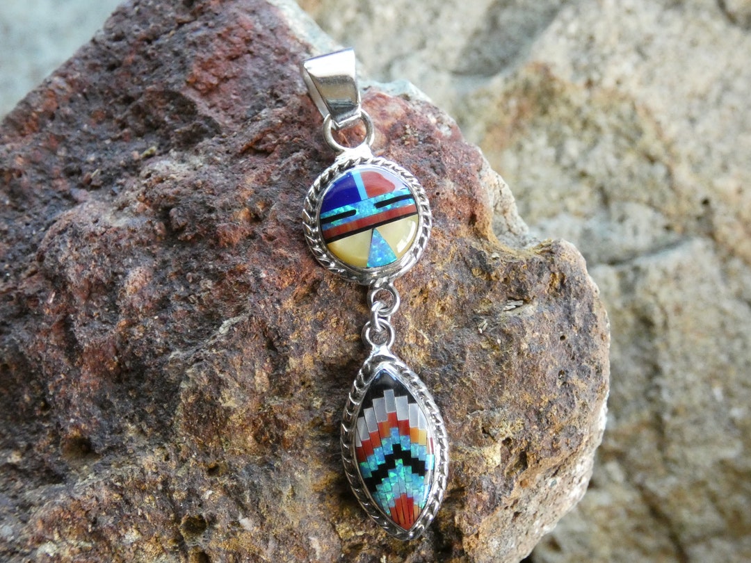 Southwestern Zuni Sun God Mosaic Handcrafted Sterling Silver 925 Nice ...