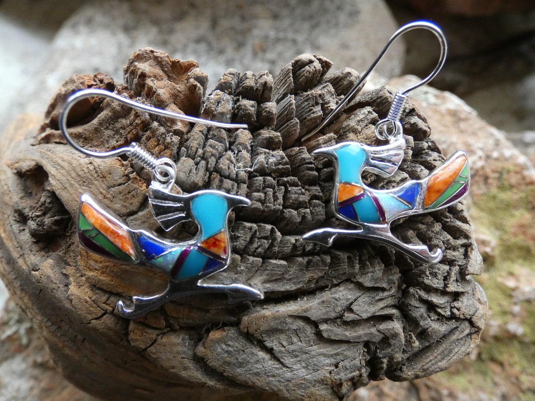 Roadrunner Bird Southwestern Handcrafted Nice Multi Gemstone & Opal ...