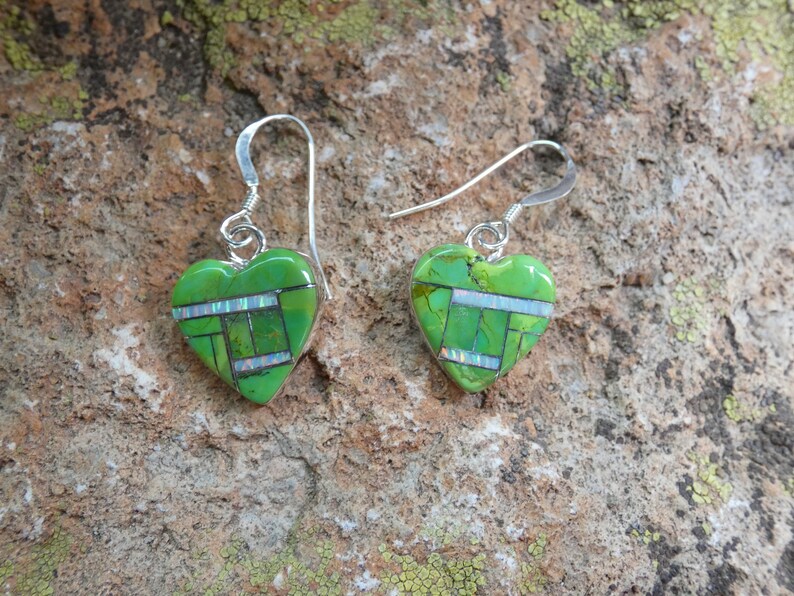 Southwest Sterling Silver 925 Green Gaspeite With Opal Heart - Etsy