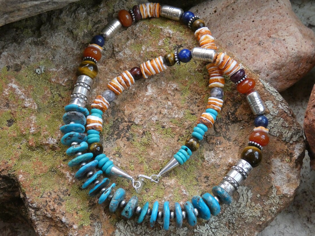 Native American Made Colorful Turquoise Multi Gemstone Handcrafted 25 ...