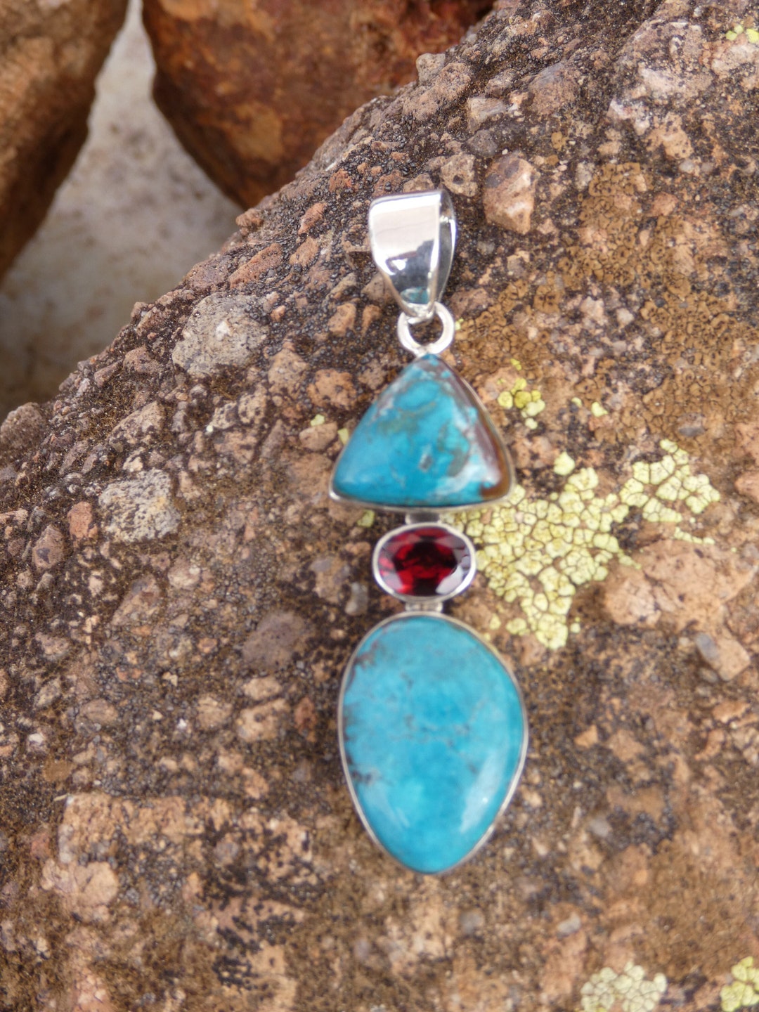 Turquoise Multi-stone Gemstone Handcrafted Pendant Set in Sterling ...