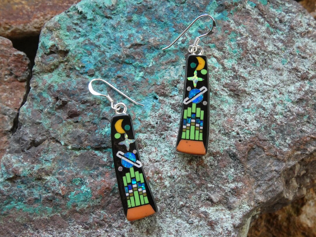 Colorful Night Sky Galaxy Saturn Moon Stars Multi Gemstone Handmade ...