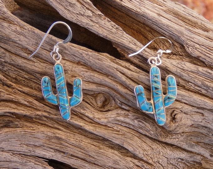 Cactus Flower Earrings in Sterling Silver, Cactus Earrings, Cactus ...